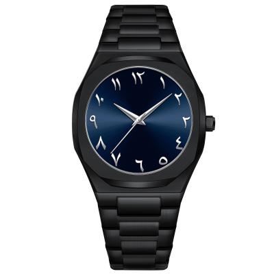 Cina Wholesale Luxury Business Black Alloy Band Arabic Dial Watches per Uomini Logo personalizzato Montre Pour Homme Arabe in vendita