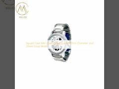 Relógio de quartzo quadrado para homens com 42 mm de diâmetro e 20 mm de largura de correia