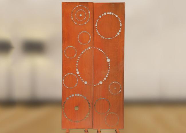 Corten Steel Garden Ornament Circle Pattern Design Privacy Screen Panel