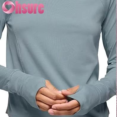 China Women's Eco-Friendly Yoga Hoodies Collar Long Sleeve Sweatshirt Knitted Fitness Sports Tops with Front Logo for sale