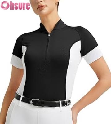 China Wholesale Custom Equestrian Competition Shirt for Women  Breathable Riding Show Tops Short Sleeve Horse Riding Apparel for sale