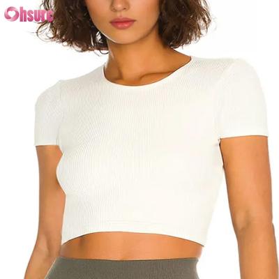 China Breathable Quick Dry Naked Feeling High Elastic Beautiful Back Female Sports T-shirt Fitness Workout Running Shirts for Women for sale