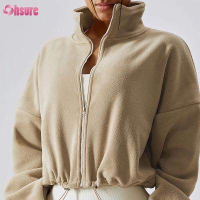 China Custom High Quality Logo Support Top Hoodie Women Fitness Sportswear Autumn Long Sleeves Fleece Warm Full Zip Crop Hoodies for sale