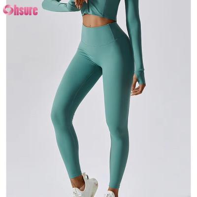 China High Waist Buttery Soft Tummy Control Sports Yoga Pants 4 Way Stretchy Running Gym Tights Workout Athletic Leggings for sale