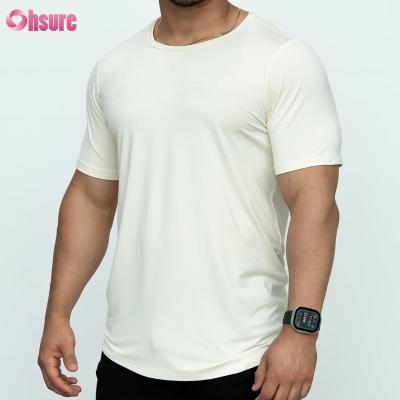China Curved Hem T-shirt Blank Custom 95%Bamboo 5%Spandex Customize Printed Men T-shirts for sale