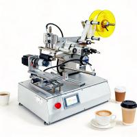 China Tapered Semi Automatic Labeling Machine Coffee Juice Snack Cup Applicator Custom for sale