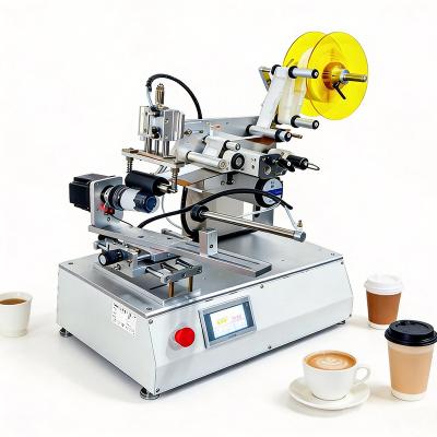 China Tapered Semi Automatic Labeling Machine Coffee Juice Snack Cup Applicator Custom for sale