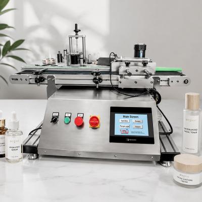 China Desktop Automatic Wine Beer Bottle Labeler Sticker Labelling Machine Applicator for sale