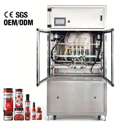 China Automatic Sauce Filling Machine Four Nozzles Bottle Dispensing Machine OEM for sale