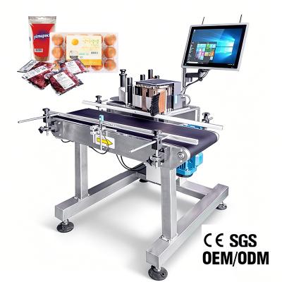 China Flat Bottle Cardboard Box Container Labeling Machine Barcode Applicator for sale