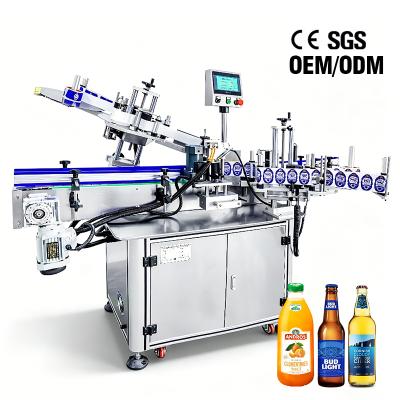 China Automatic 2 Head Round Bottle Label Sticker Machine Food And Cosmetic Sticker Labeling Machine For Plastic Bottles for sale