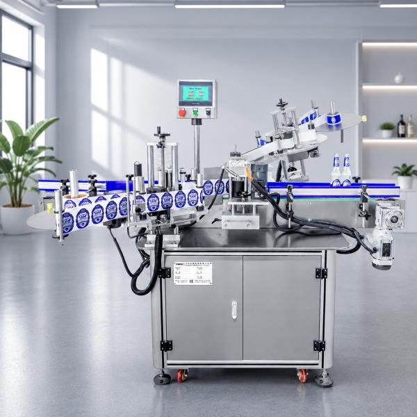 Quality Double Head Automatic Labeling Machine Round Bottle Beer And Coke Bottle Labeler Machine With Bottle Clamping Mechanism for sale