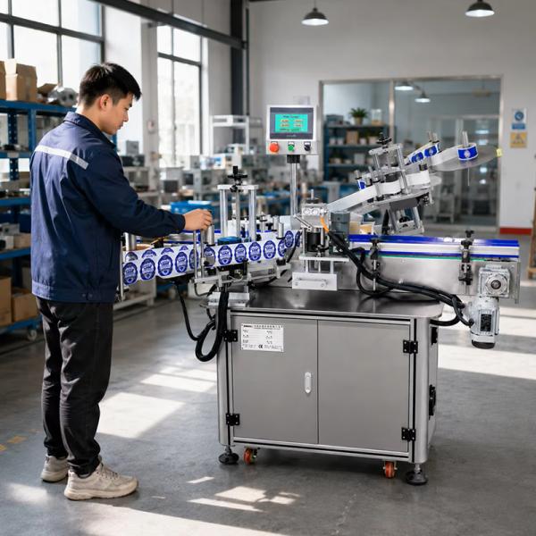 Quality High Efficiency Double Head Bottle Labeling Machine Automatic Bottle Neck Body Labeling Machine With OEM ODM Services for sale