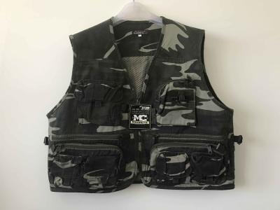 Mens vest, camo vest, waistcoat 036 in T/C 65/35 fabric, camouflage, S-3XL