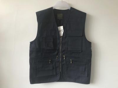 China vest, waistcoat, polyester washed fabric, weeding vest, weeding waistcoat, S-3XL, 4 colors: black, blue, green & beige for sale