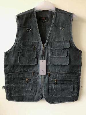 China Mens classic vest in 100% polyester washed fabric, washed blue color, S-3XL for sale