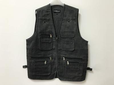 China Mens classic vest，mens waist coat, vest in 100% polyester washed fabric, washed charcoal/dark grey colour, S-3XL for sale