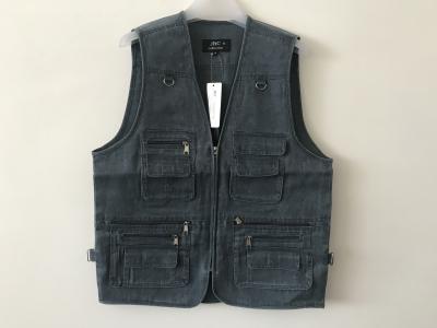 China Mens classic vest in 100% polyester washed fabric, washed blue color, S-3XL for sale