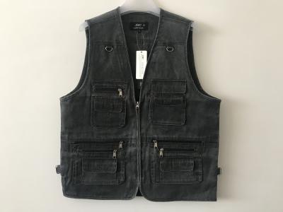 China Mens classic vest，mens waist coat, vest in 100% polyester washed fabric, washed charcoal/dark grey colour, S-3XL for sale