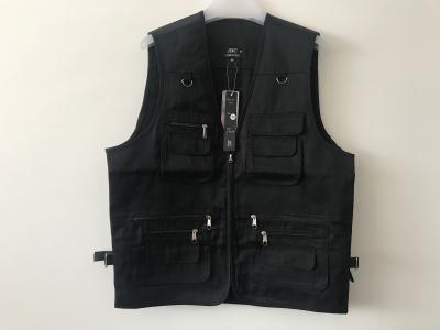China Mens classic vest，mens waist coat, vest in 100% polyester washed fabric, washed black colour, S-3XL for sale