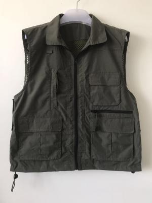 China Fishing vest 033 no hood in taslan fabric, olive green color, water proof, quick dry, S-3XL for sale
