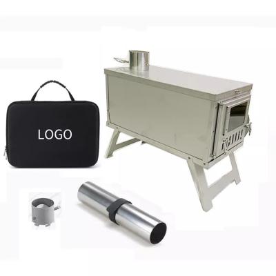 China Outdoor camping Wood Stove Portable Camping Hiking Backpacking Titanium Burning Stove Folding Camping Stove for sale