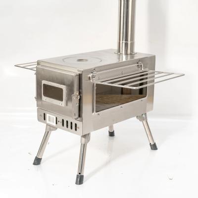 China Factory Wholesale stainless steel 304 Camping Stove Wood Burning Stove hot tent furnace ovn for sale