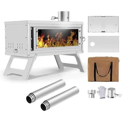 China Outdoor camping gear fastfold Titanium Tent Wood Stove ultralight Folding Portable hot Tent Stove for sale