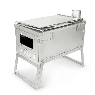 China Customized Portable Titanium Tent Stove Outdoor Wooden Burned Quick Release Backpacking wood Stove Camping Hiking Tools for sale