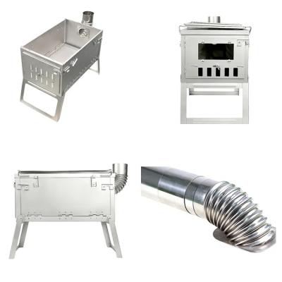 China 7-Section Compact Wood Burning Tent Stove with Adjustable Dual Burners for sale