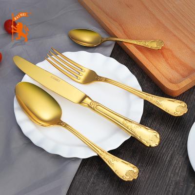 China roya oak gold color OEM good quality stainless steel flatware  18/10 material  cutlery set dinnerware tableware for sale