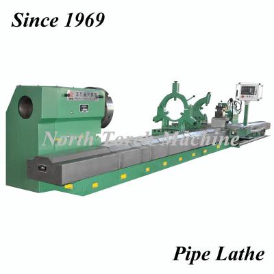 China Stable Pipe Threading Lathe , High Speed Precision Lathe Turning Oil Pipes for sale
