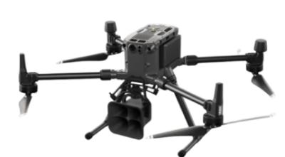 China 130dB Drone Loudspeaker Small Drone Megaphone 15W Built In Camera for sale