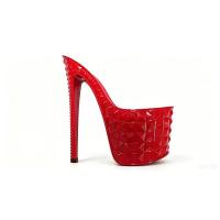 China Custom Diamond Embossed Platform Stiletto High Heel 12cm for Women Mule Sandals for sale