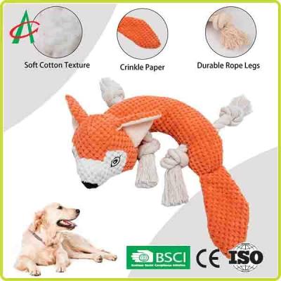 Cina Nodi a 9,5 pollici impermeabili della corda del giocattolo 4 della peluche dell'animale domestico con stridulo in vendita