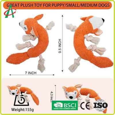 Cina Nodi a 9,5 pollici impermeabili della corda del giocattolo 4 della peluche dell'animale domestico con stridulo in vendita