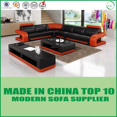 China Modern   wooden Sectional Leather  genuine  leisure sofa living room furniture for sale