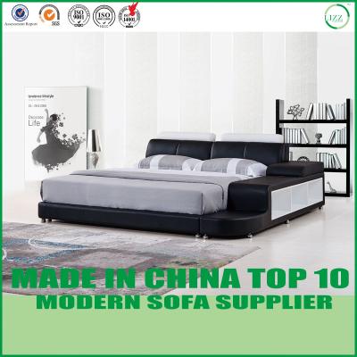 China Modern wood leisure home sofa  Classic Bedroom Furniture Leather Bed for sale