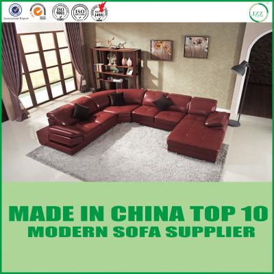 China Modern U-Shape Home furniture Leisure Wooden Sectional Corner Leather Sofa Bed for sale