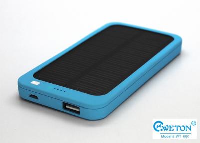 China Blue Rectangle Small Pocket External Solar Li-polymer Power Bank 5000mAh for sale
