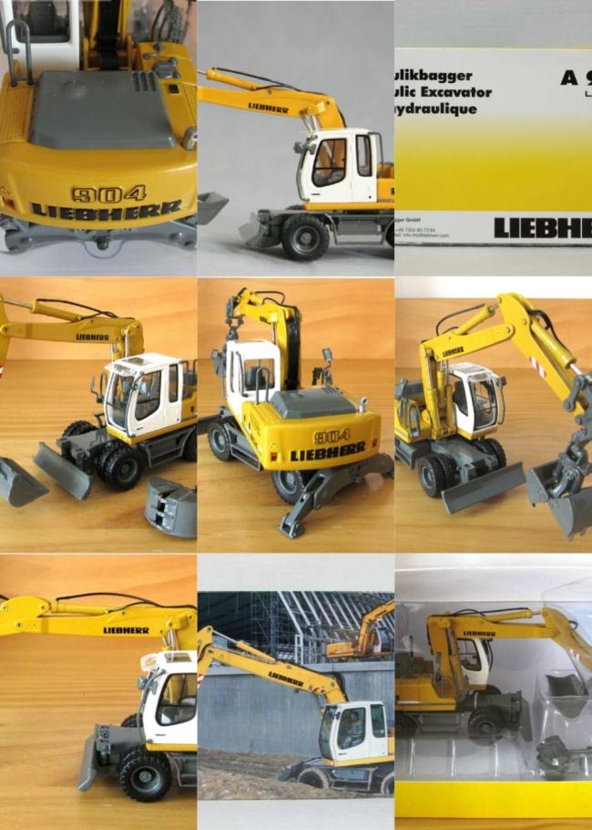 1:50 Liebherr A904C Wheeled Excavator Model 58004 | Multi-Functional Grab Bucket, Die-Cast Metal Collectible