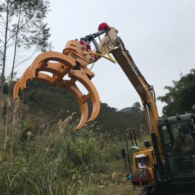China Hydraulic Rotator Grapple 360 Degree Excavator Bucket Grapple Attachment for sale