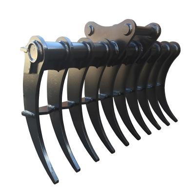 China High Quality Custom PC100-6 10 Ton Excavator Rake Bucket OEM Attachment Construction for sale