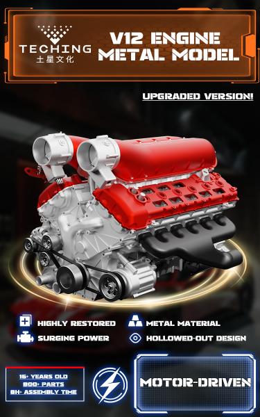 Quality V12 Twelve Cylinder Engine Model, All Metal Assembled And Assembled, Can Start Mini Engine Toy for sale