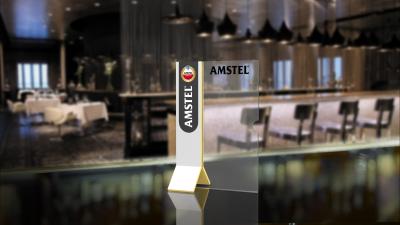 Cina Esposizione acrilica trasparente d'argento del menu con il supporto laterale per la marca di Amstel in vendita