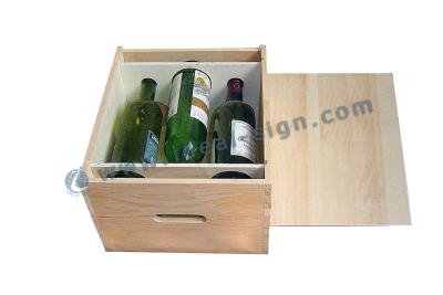Cina I contenitori di regalo di legno del vino del pino riciclabile per un vino di 3 bottiglie con incidono le tecniche in vendita