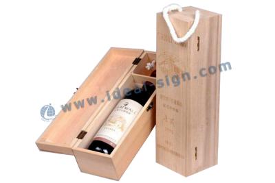 Cina Timbratura calda di legno dei contenitori di regalo del vino del pino naturale per 1 conservazione della bottiglia in vendita