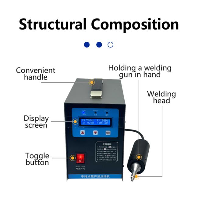 Handheld ultrasonic plastic welding machine in operation