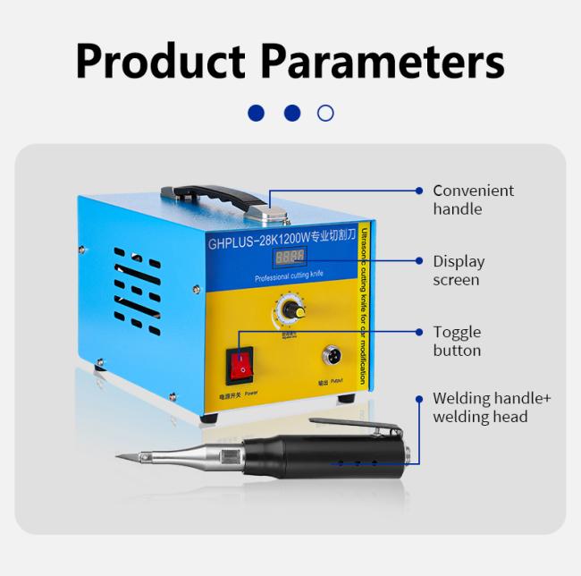 Ultrasonic plastic cutting knife in operation