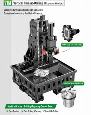 China VTM Series Vertical Turning-Drilling Economy CNC Machine with Heavy-Duty Live Tool Turret for sale